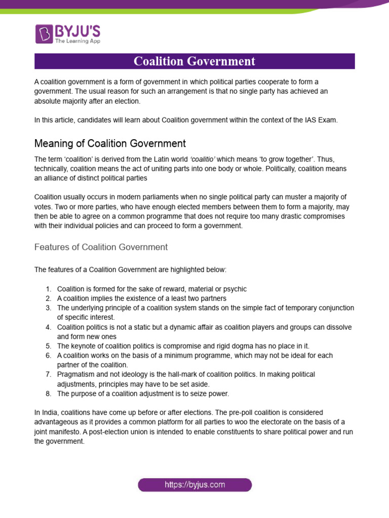 Understanding Coalition Government Dynamics | PDF | Bharatiya Janata ...