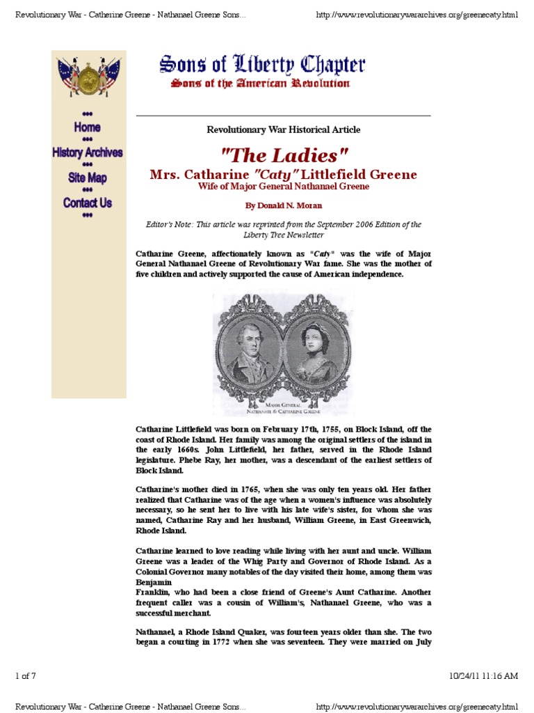 Revolutionary War - Catherine Greene - Nathanael Greene Sons of The ...