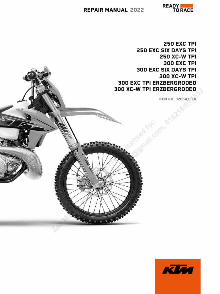 KTM 250/300 Tpi Repair Manual | PDF | Vehicle Technology | Vehicles