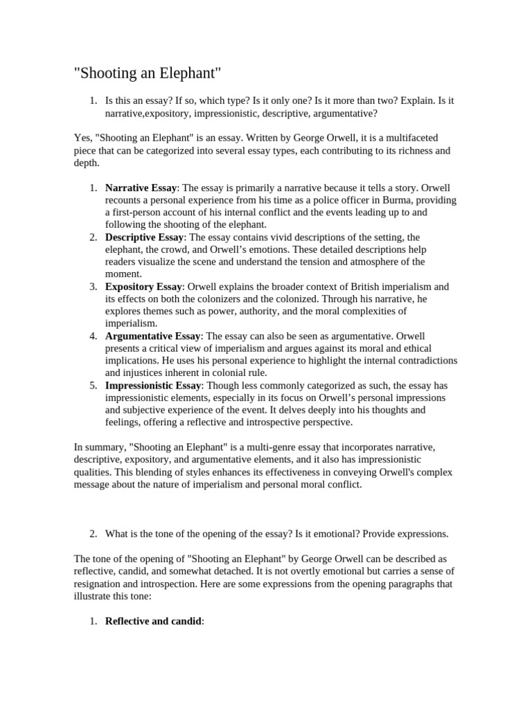 Shooting An Elephant | PDF