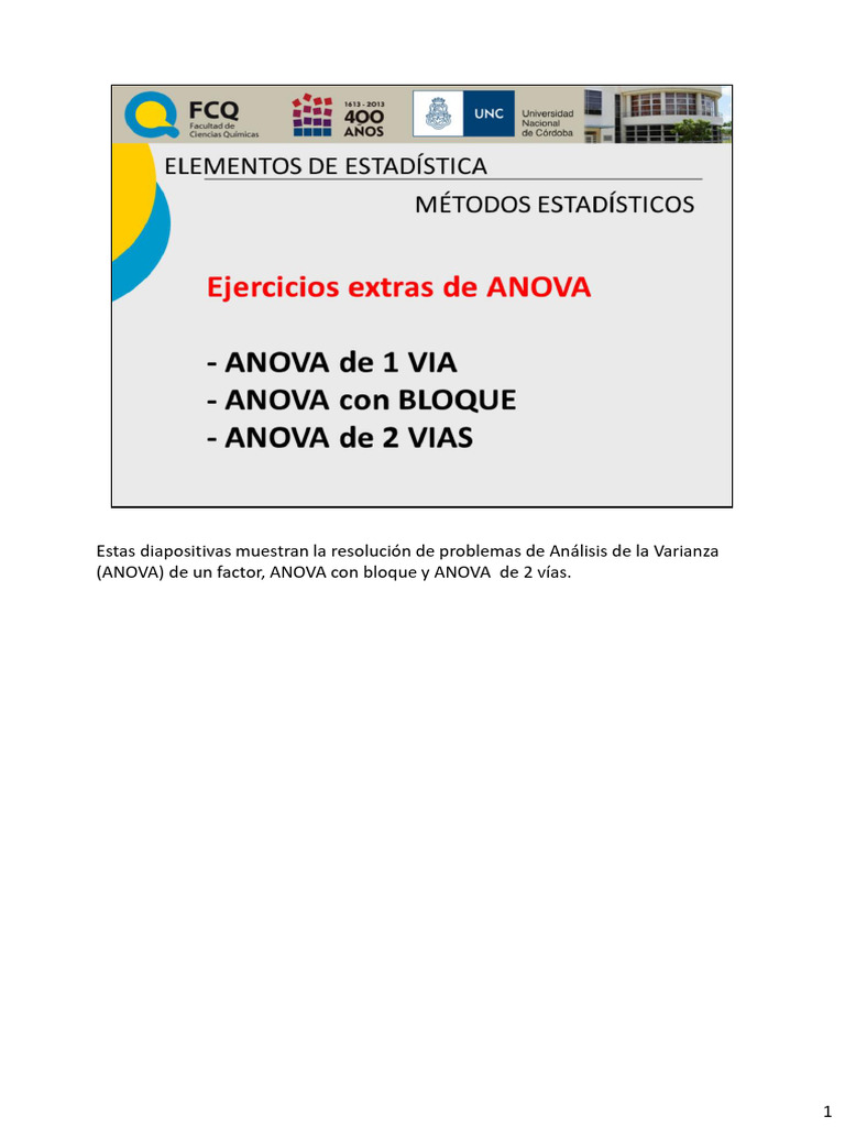 ANOVA - Ejercicios Extras | PDF