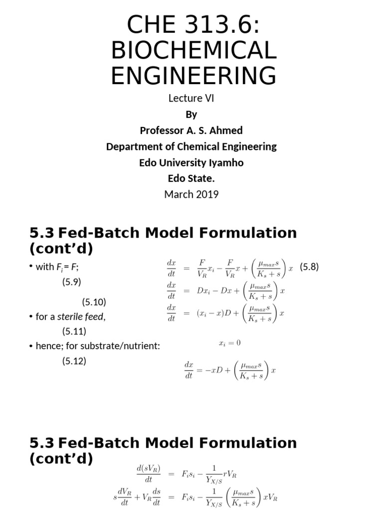 Biochemical Engineering 313 MODULE 6 | PDF