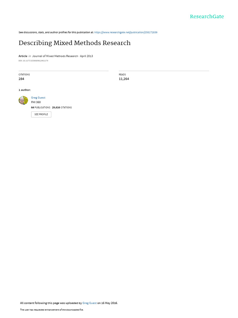 Journal of Mixed Methods Research April 2013 | PDF