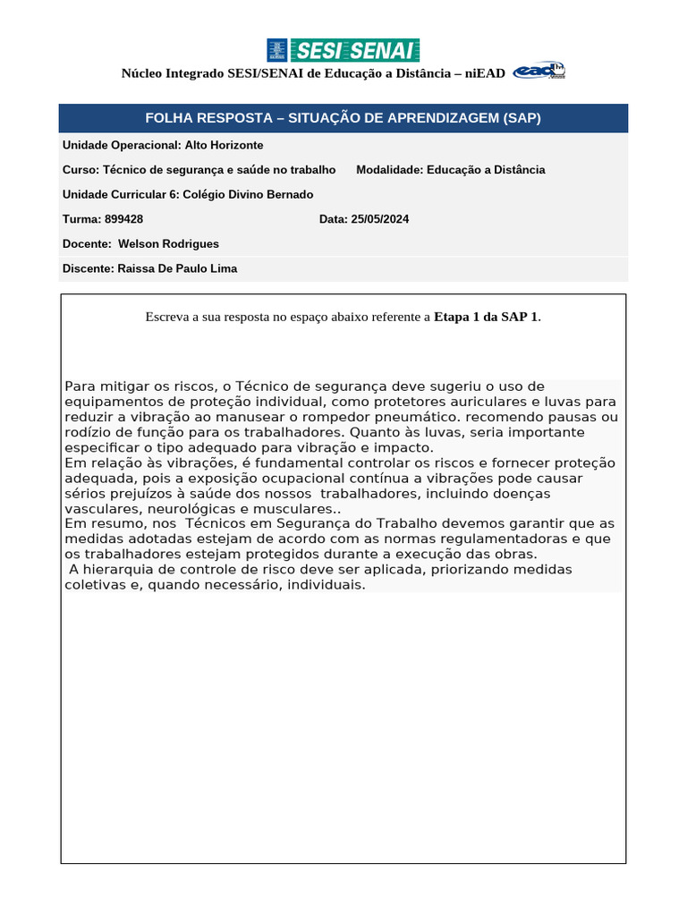 SAP 01 Folha Resposta | PDF