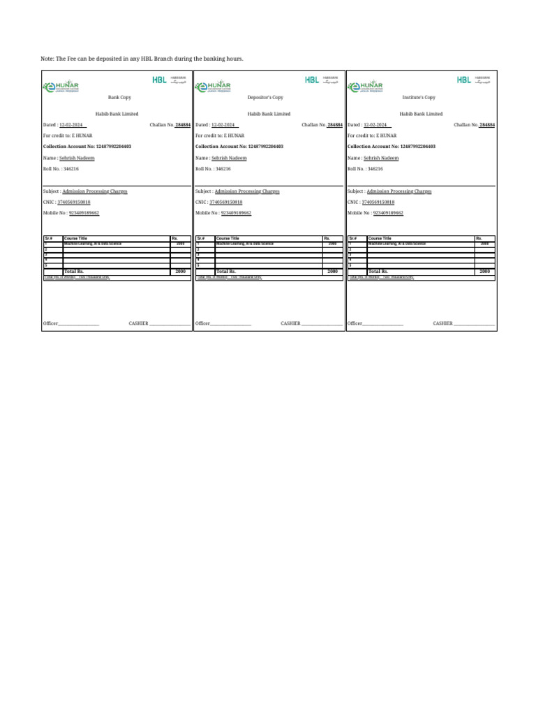 Bank-Challan | PDF