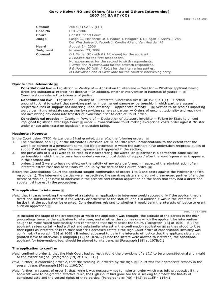 Gory v Kolver Case Summary | PDF | Justice | Crime & Violence