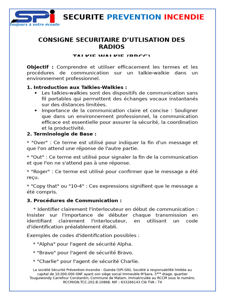 Consigne Sécurité D'utilisation Des Talkie-Walki BCRG | PDF