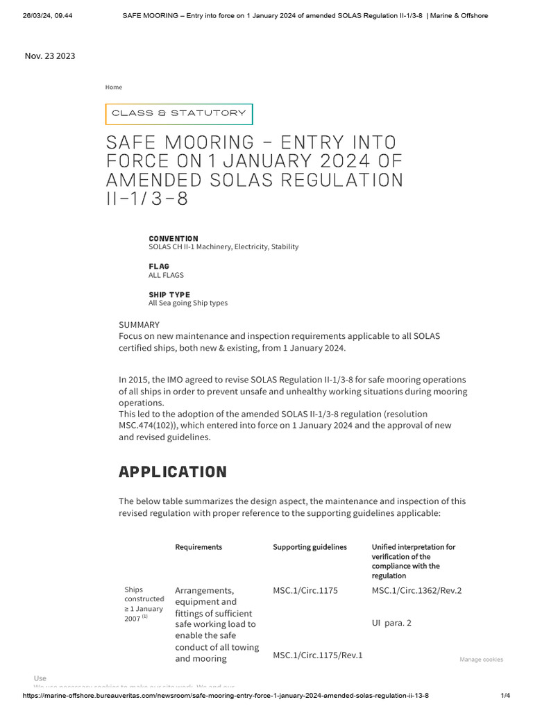 Safe Mooring: SOLAS Regulation Changes 2024 | PDF | Http Cookie