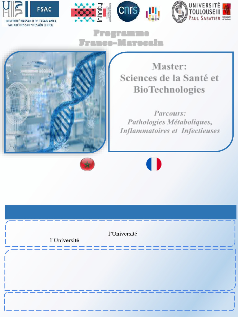 Master: Sciences de La Santé Et Biotechnologies: Programme Franco-Marocain | PDF