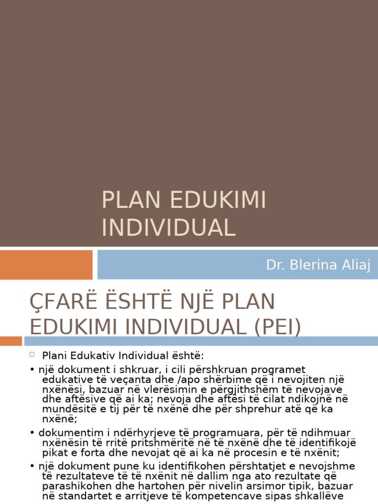 Plan Edukimi Individual | PDF