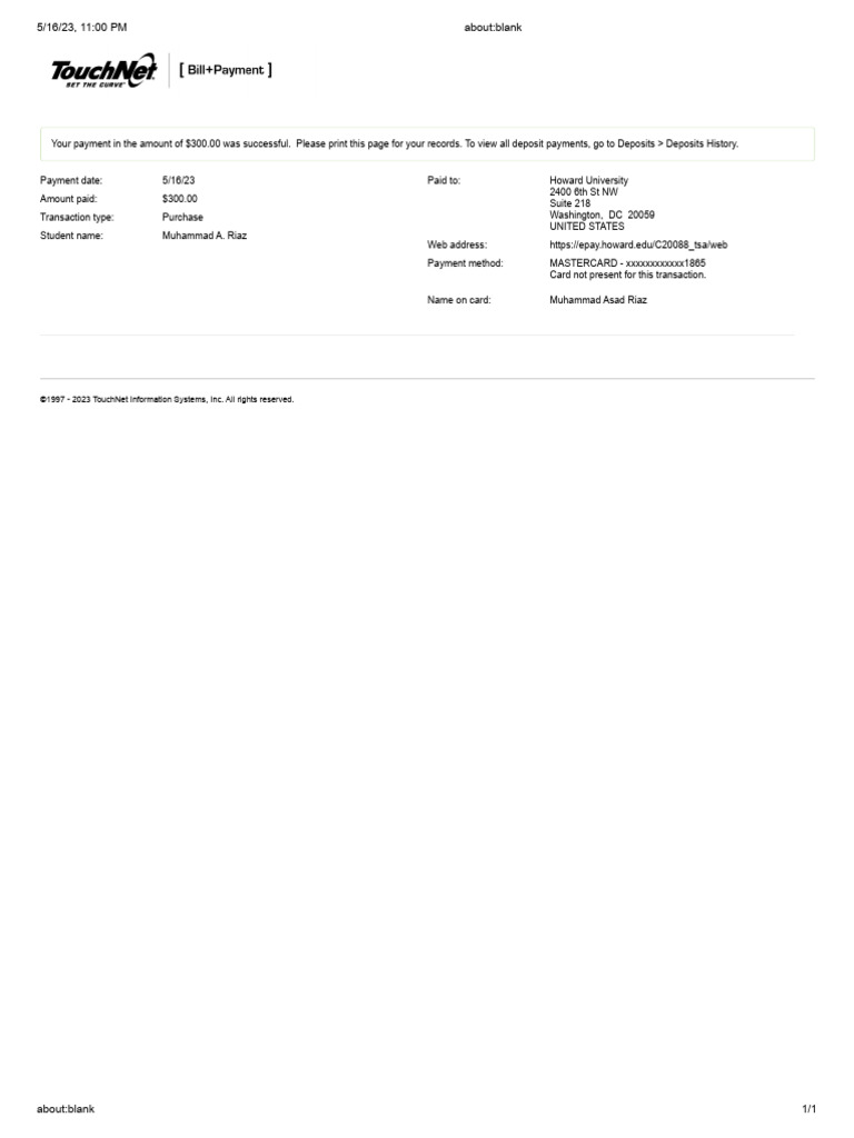 Enrollment Fee Receipt | PDF