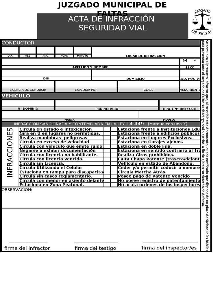 Acta de Multa de Transito... | PDF
