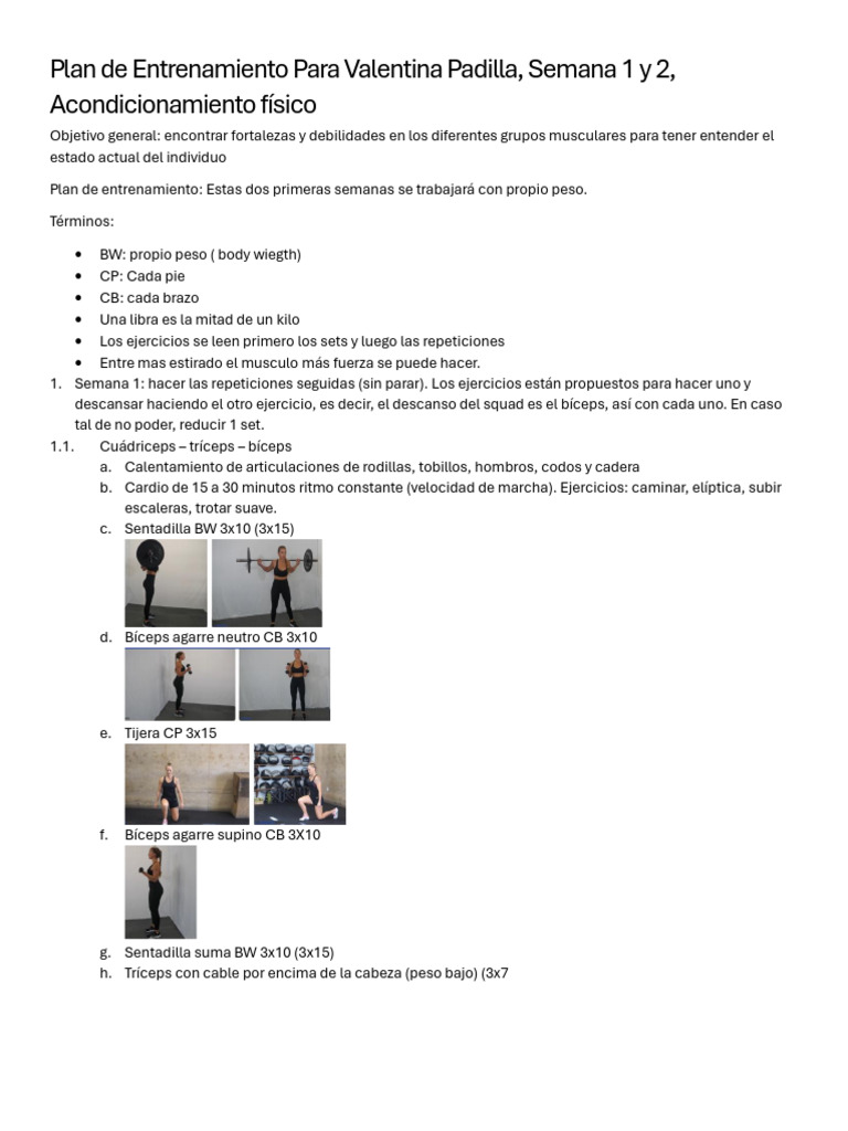 Plan entrenamiento Vale | PDF