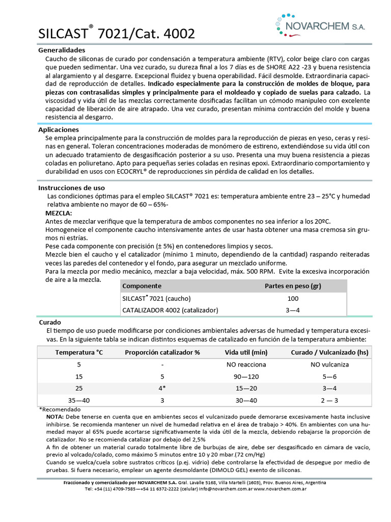 SILCAST 7021cat. 4002 | PDF