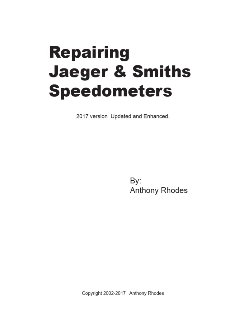 Speedo Repair 2017 | PDF