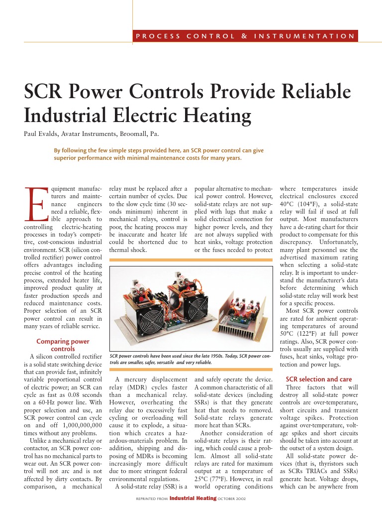SCR Power Controls Provide Reliable Industrial Electric Heating | PDF ...
