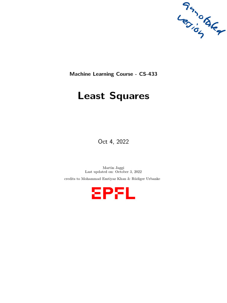 Least Square - EPFL ML | PDF