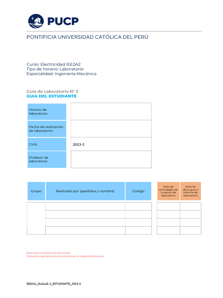 IEE2A2 - GuiaLab 2 - ESTUDIANTE - 2023-2 | PDF
