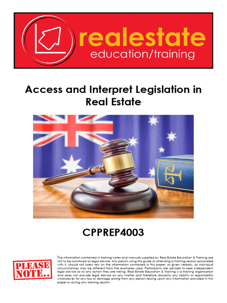 CPPREP4003 Answers Access & Interpret Legislation in Real Estate | PDF