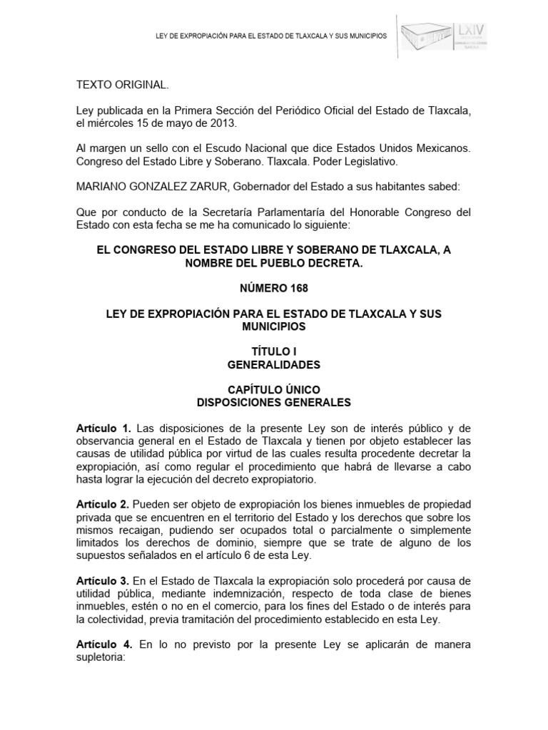 34 Ley de Expropia | PDF | Dominio eminente | Estado (política)