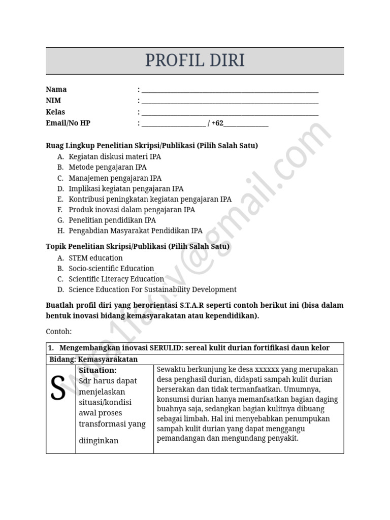 profil diri template | PDF