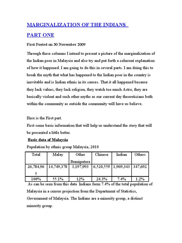 Marginalization of The Indians Part One-1 | PDF | Social Exclusion ...