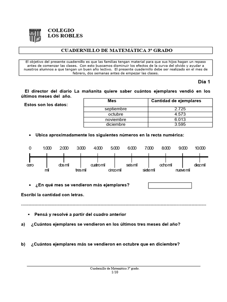 Cuadernillo Matematica 3er Grado | PDF