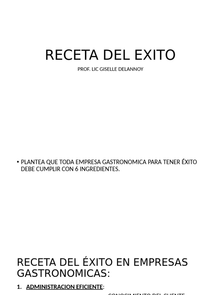 Receta Del Exito | PDF