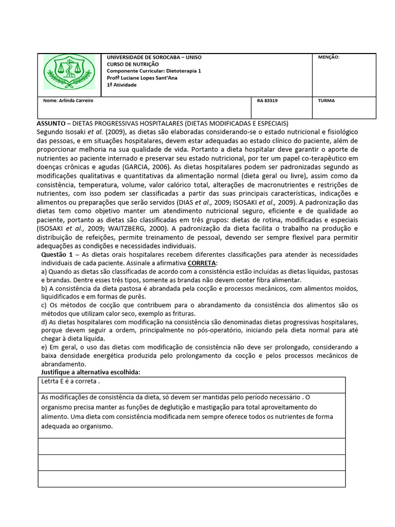 ATIVIDADE DE DPHS 2020 pronta | PDF