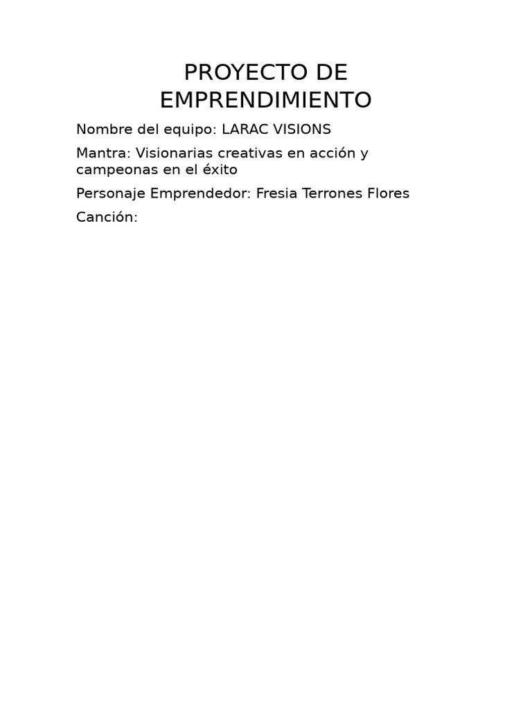 Proyecto de Emprendimiento | PDF