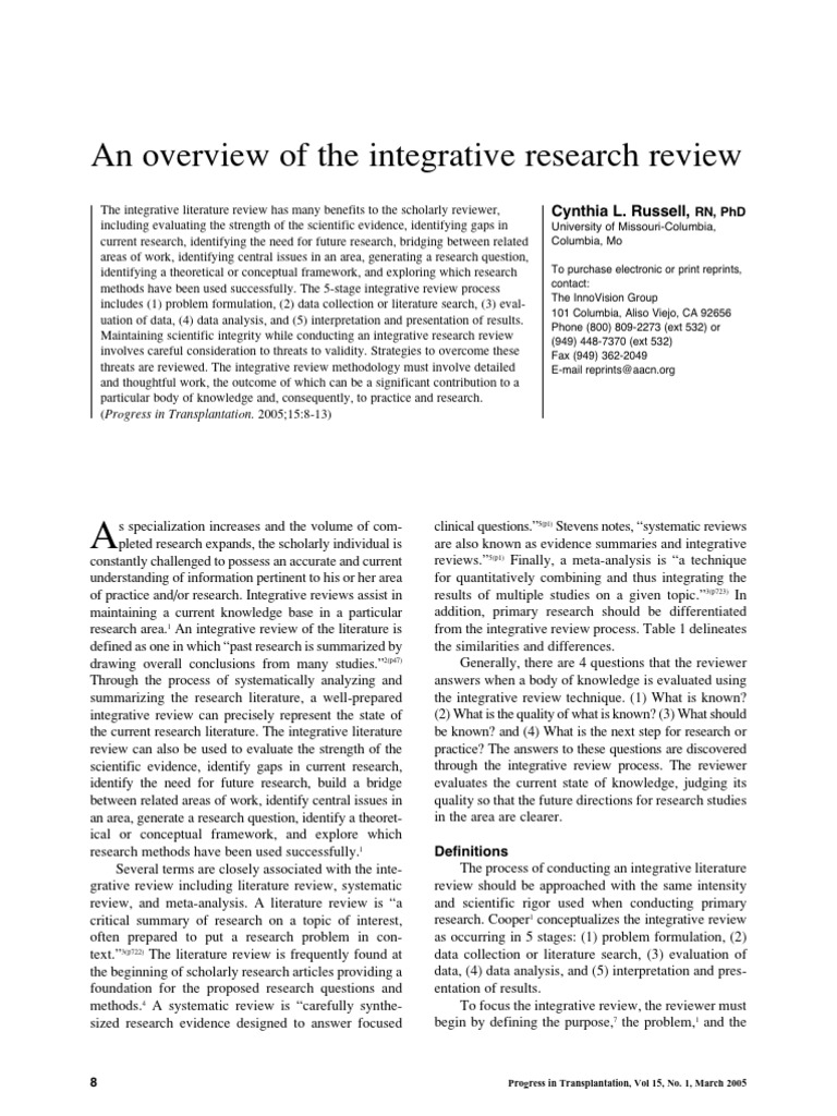 An Overview of The Integrative Research Review | PDF