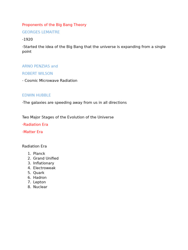 Key Proponents of the Big Bang Theory | PDF | Big Bang | Social Science