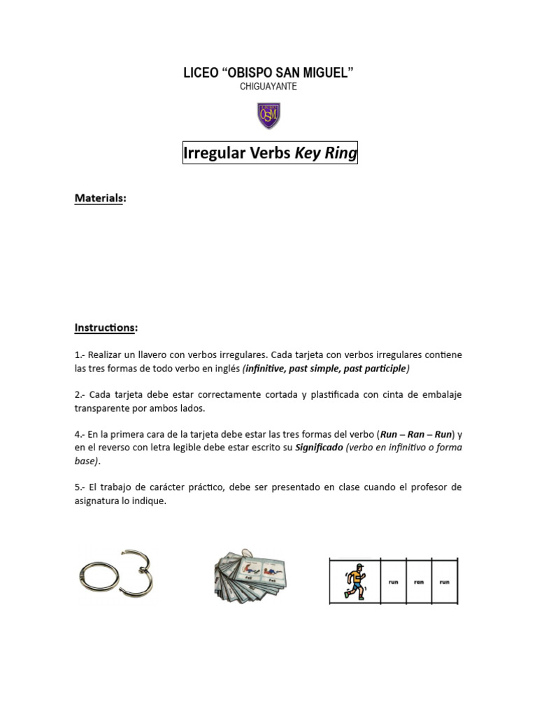 Instructions Irregular Verbs Ring | PDF