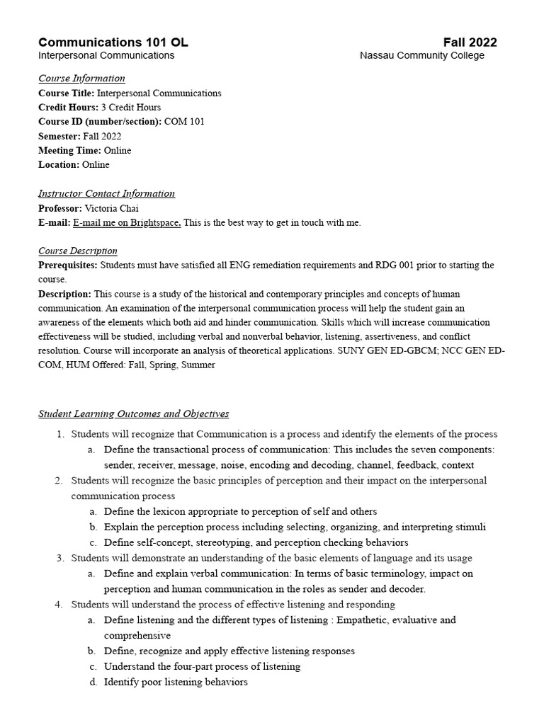 Interpersonal Syllabus | PDF
