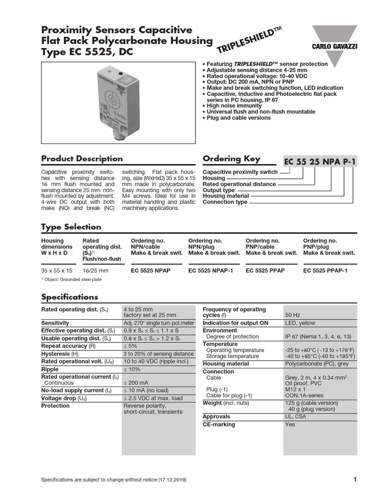 EC5525NPAP CG Cap Sensor | PDF