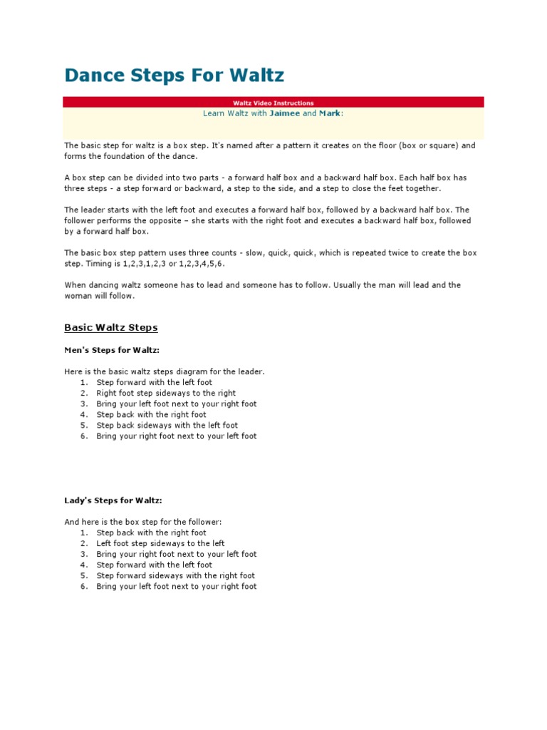 Waltz Dance Steps Diagram