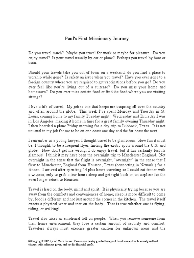 Pauls First Missionary Journey 1 Handouts | PDF