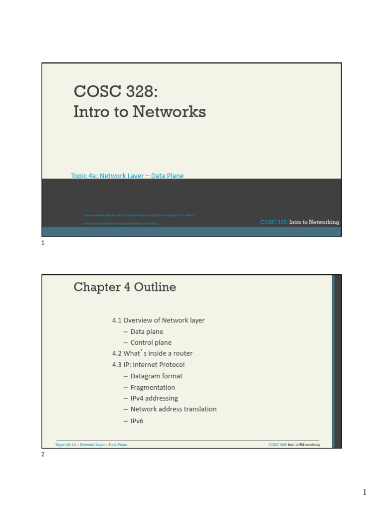 Topic 4a - Network Layer - Data Plane | PDF