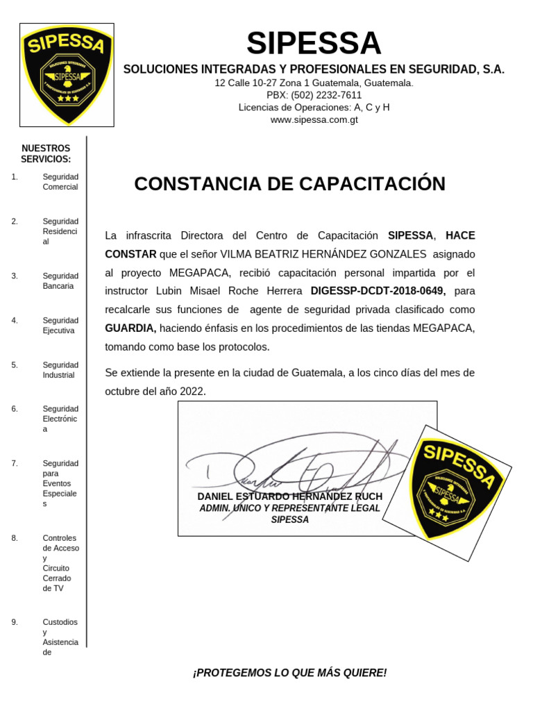CONSTANCIA DE CAPACITACIÓN Megapaca | PDF