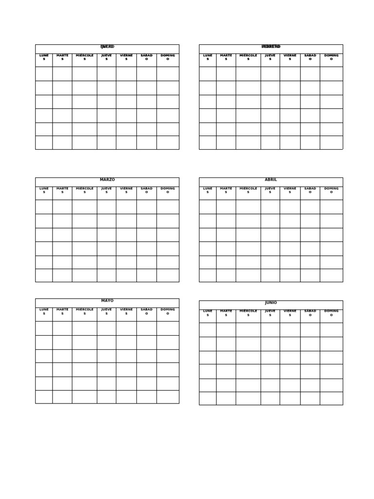 Calendario para Rellenar | PDF