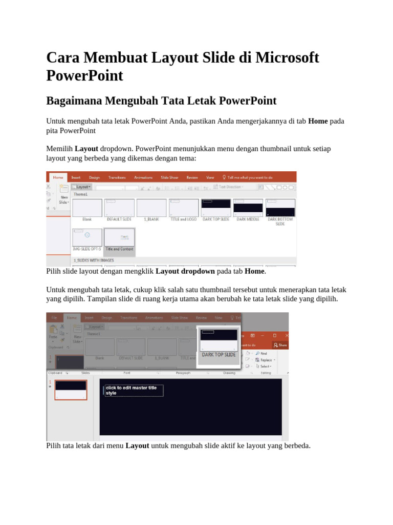 Cara Membuat Layout Slide Di Microsoft PowerPoint | PDF