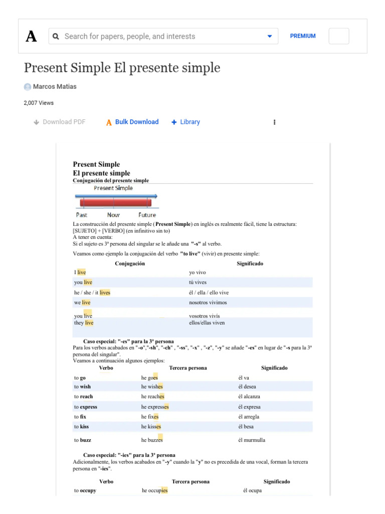 (2) (DOC) Present Simple El presente simple _ marcos matias - Academia.edu | PDF