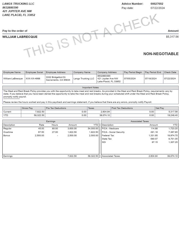 Paystub Example | PDF