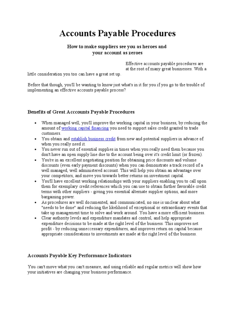 Accounts Payable Procedures | PDF | Accounts Payable | Cheque