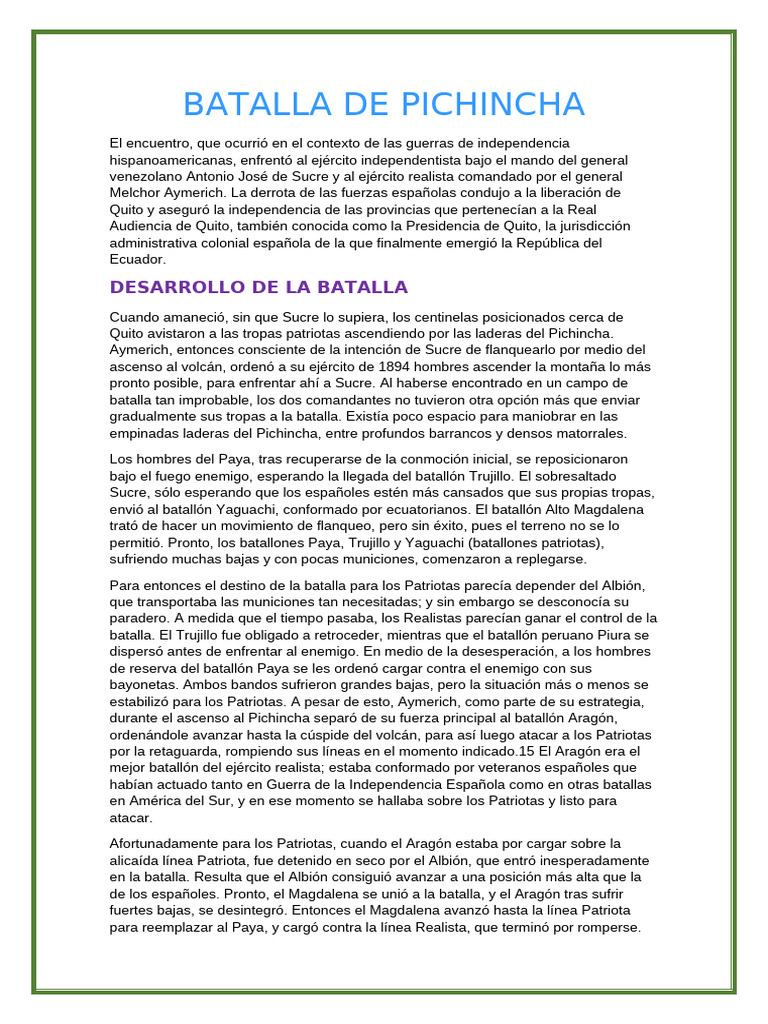 Batalla de Pichincha | PDF