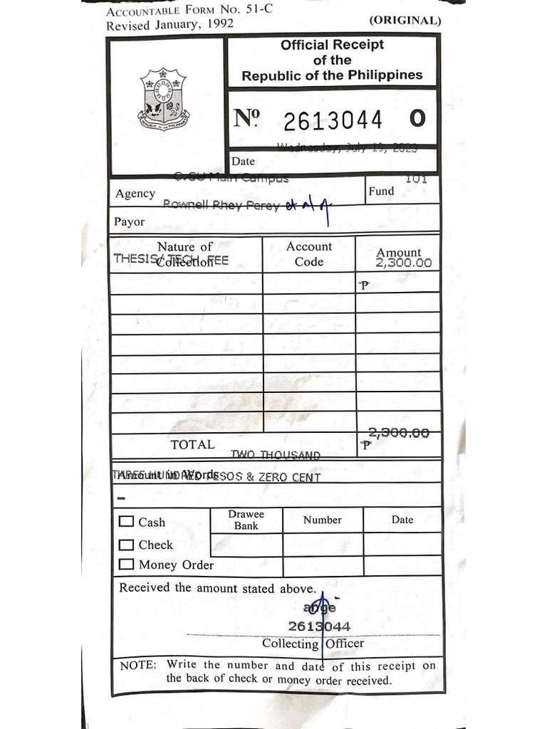 Ta and TC Receipt | PDF