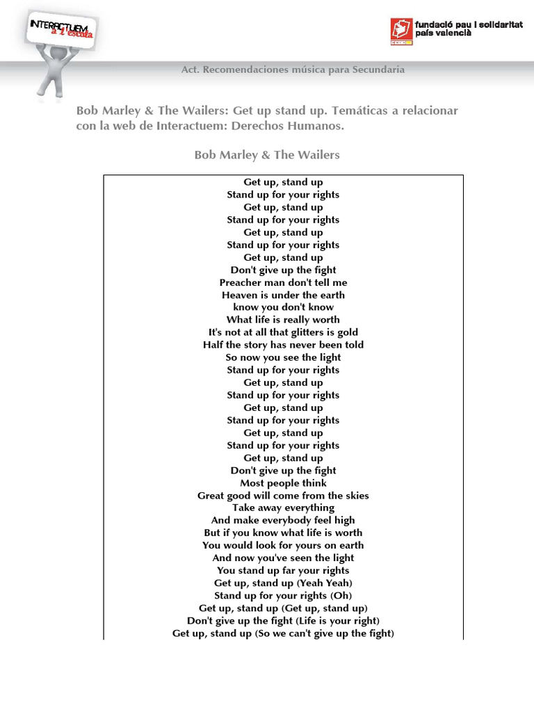 Bob Marley Get Up and Stand Up Letra(2) | PDF
