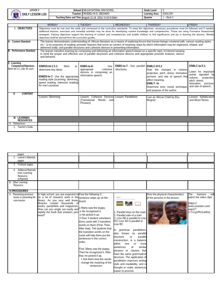 English 8 Q1-W3 | PDF