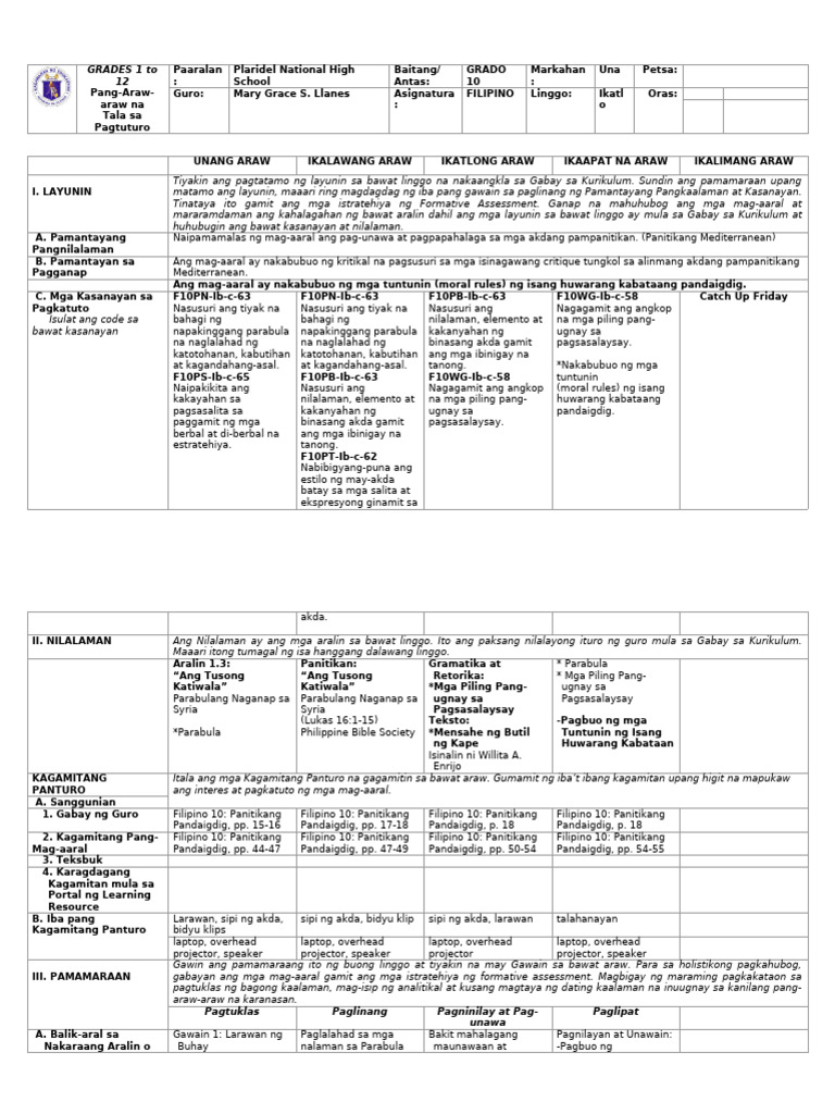 3 DLL in Filipino | PDF
