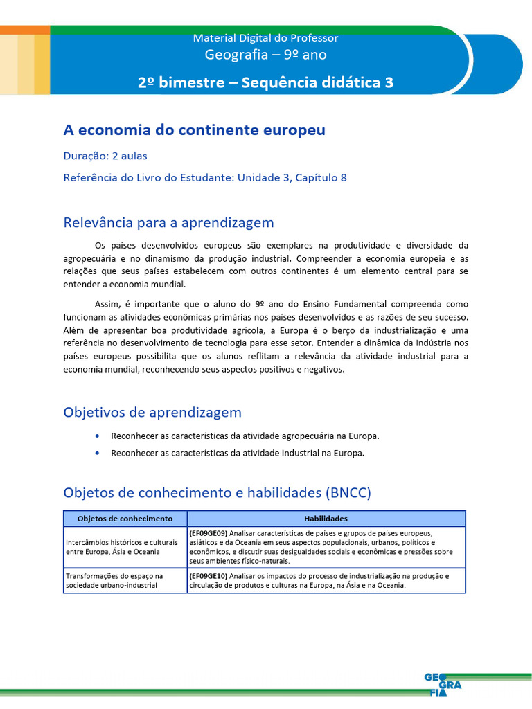 13 GTS GEO 9ANO 2BIM Sequencia Didatica 3 TRT | PDF